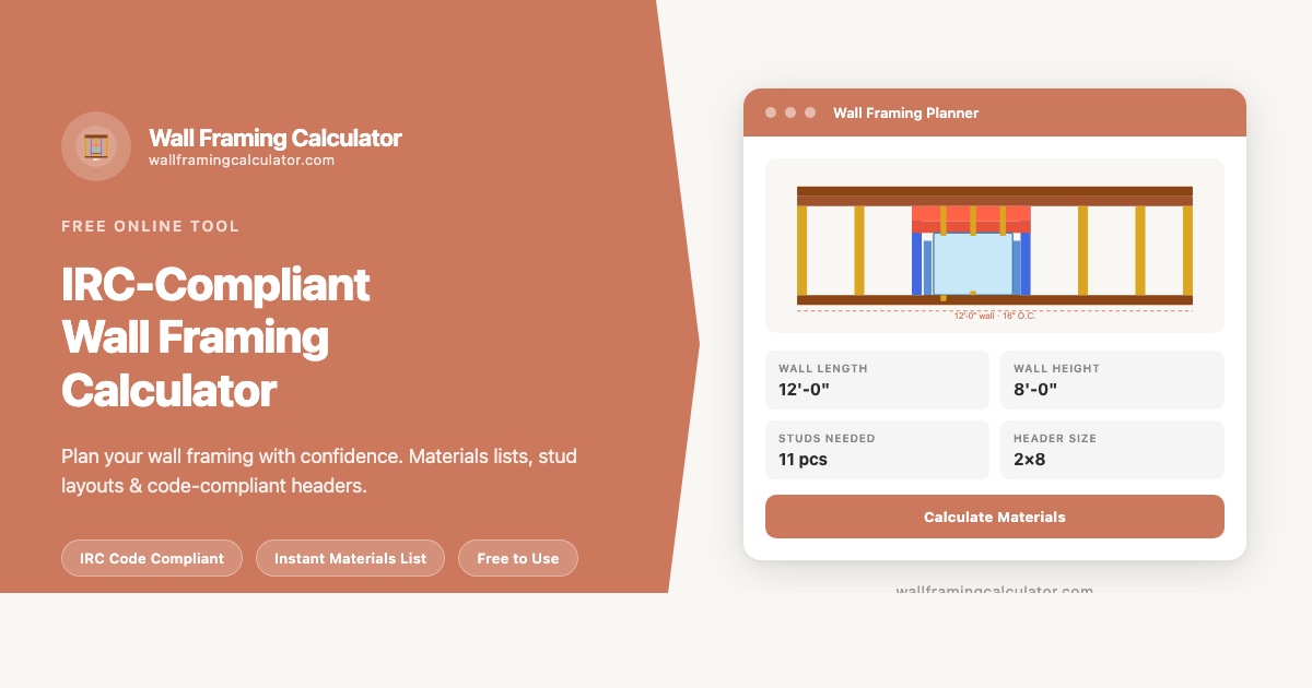 Free Wall Framing Calculator | Materials List in 30 Seconds